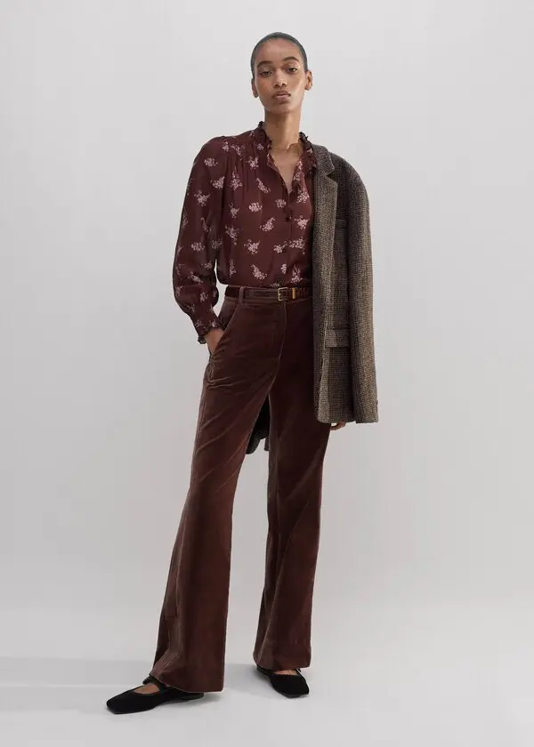 ME+EM Velvet Kick Flare Trousers - Tea Rose