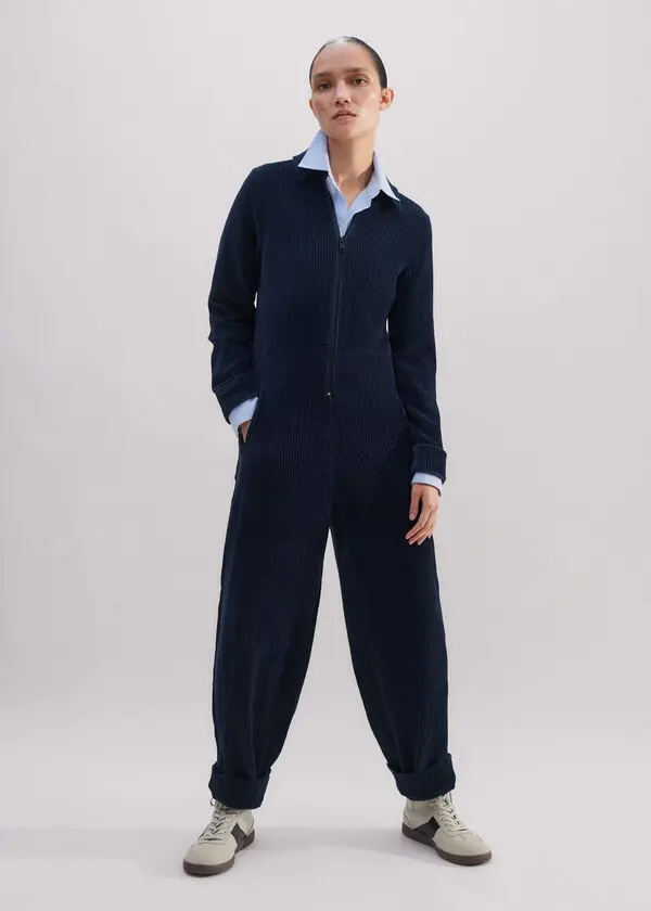 ME+EM Fluid Cord Velour Jumpsuit With Belt