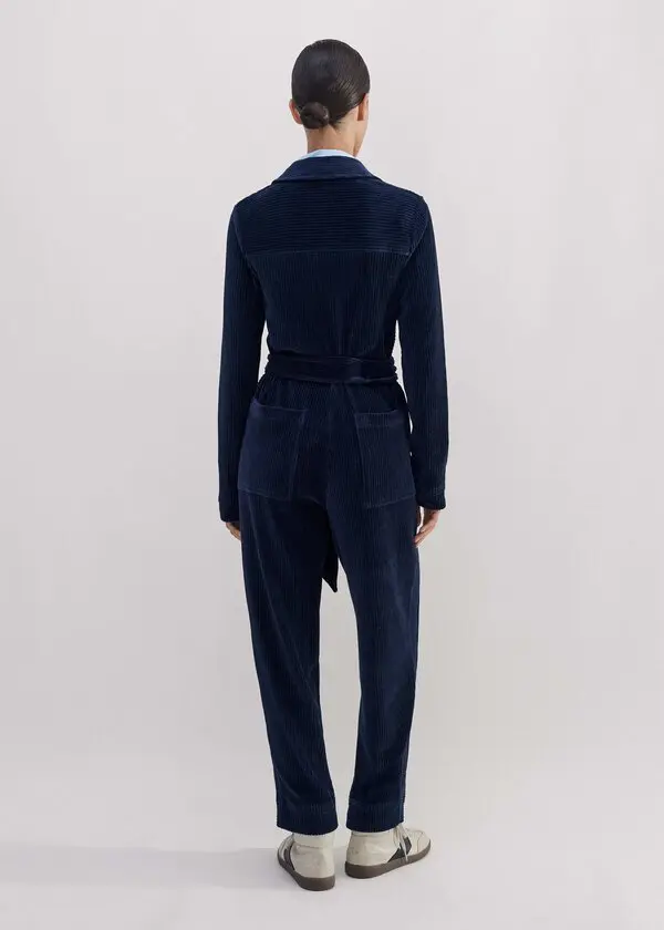 ME+EM Fluid Cord Velour Jumpsuit With Belt
