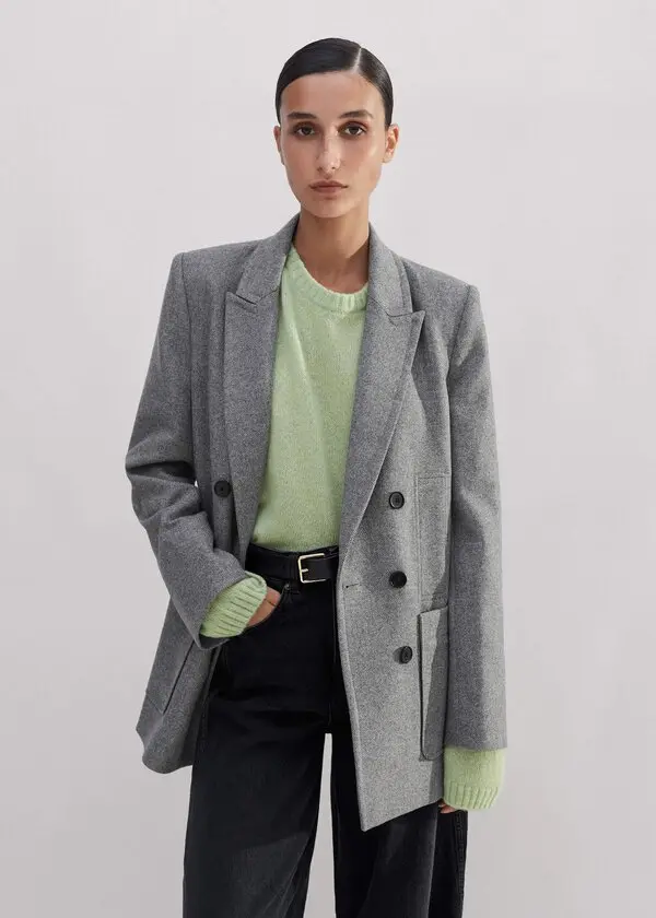 ME+EM Wool-blend Herringbone Relaxed Jacket