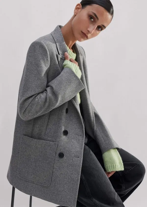 ME+EM Wool-blend Herringbone Relaxed Jacket