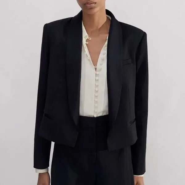 ME+EM Forever Shawl Collar Crop Tux Jacket