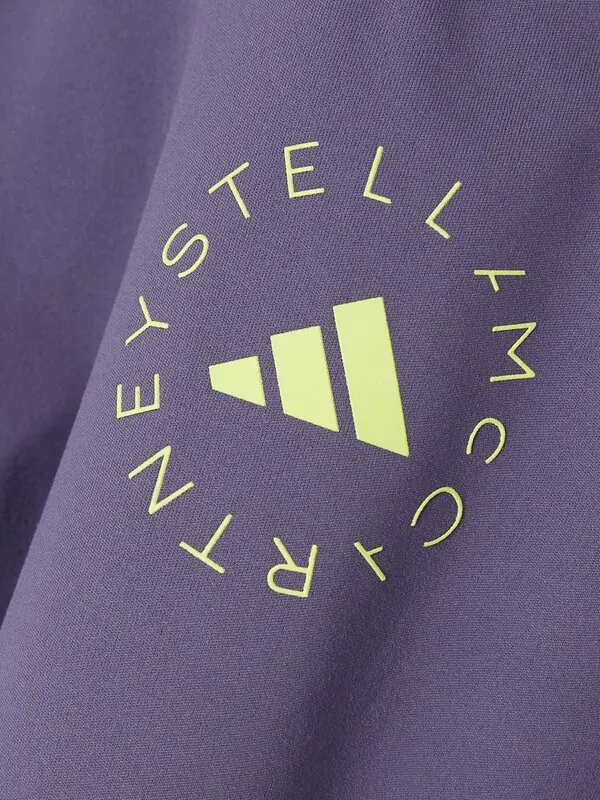 Adidas By Stella McCartney Cropped Logo-print Performance Top - Purple