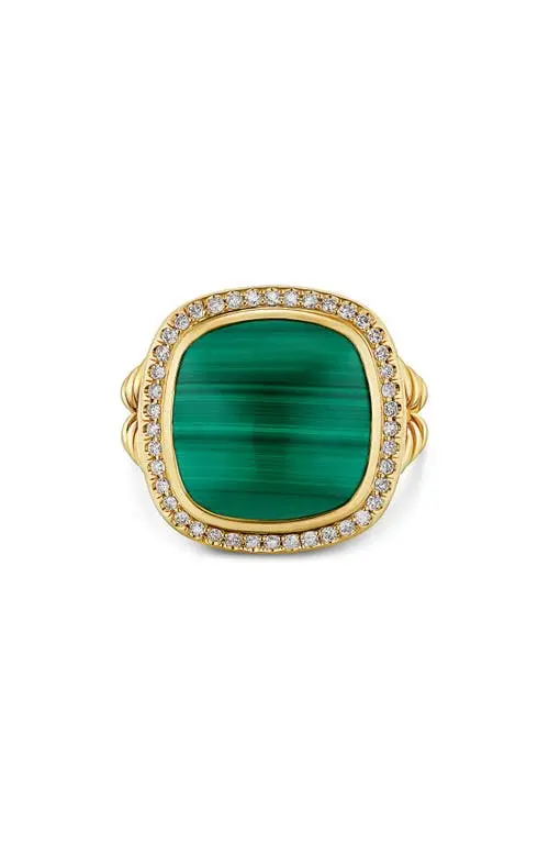 David Yurman 18k Gold Albion Ring With Gemstone And Diamonds - Green/ 18k Gold