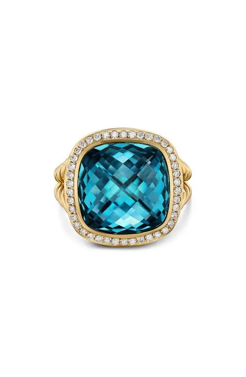 David Yurman 18k Gold Albion Ring With Gemstone And Diamonds - Light Blue/ 18k Gold