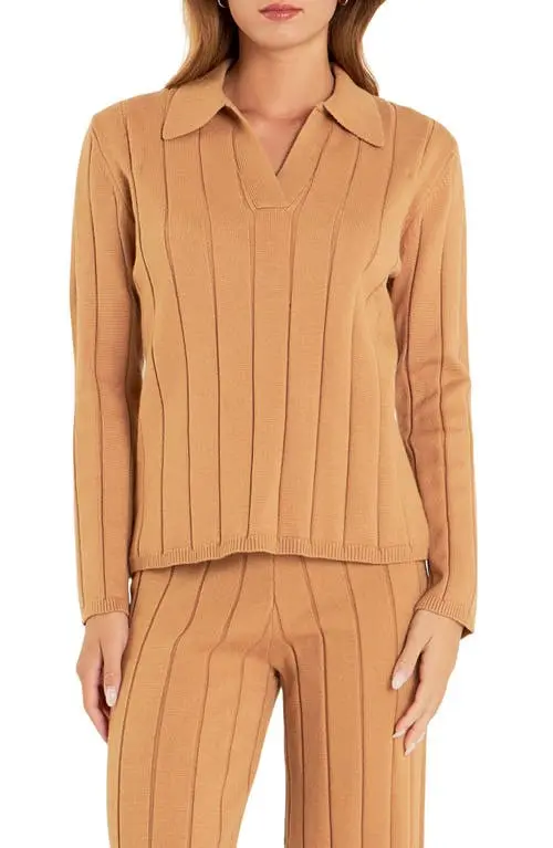 English Factory Long Sleeve Rib Knit Top