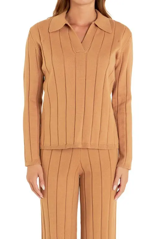 English Factory Long Sleeve Rib Knit Top