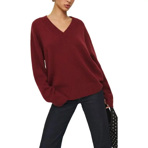 REFORMATION Jadey Oversized Cashmere Sweater - Chianti