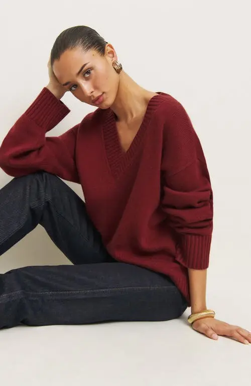 REFORMATION Jadey Oversized Cashmere Sweater - Chianti