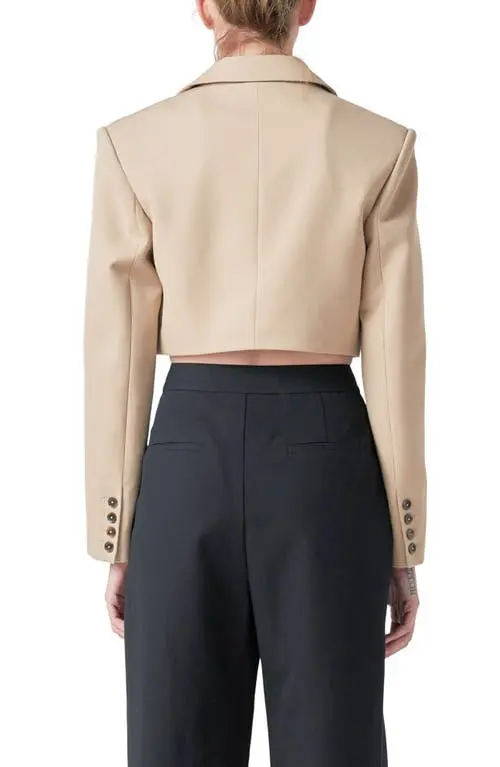 GREY LAB Cropped Blazer - Beige