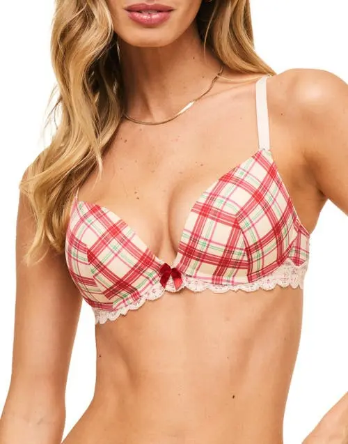ADORE ME Shea Push Up Plunge Bra - Plaid Red