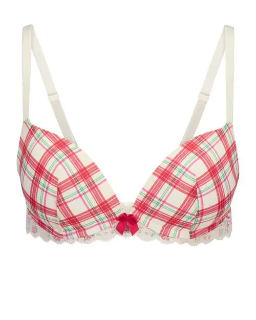 ADORE ME Shea Push Up Plunge Bra - Plaid Red