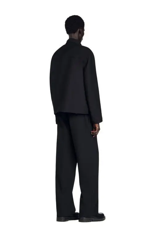 Sandro Zip-up Jacket With Pockets - Black