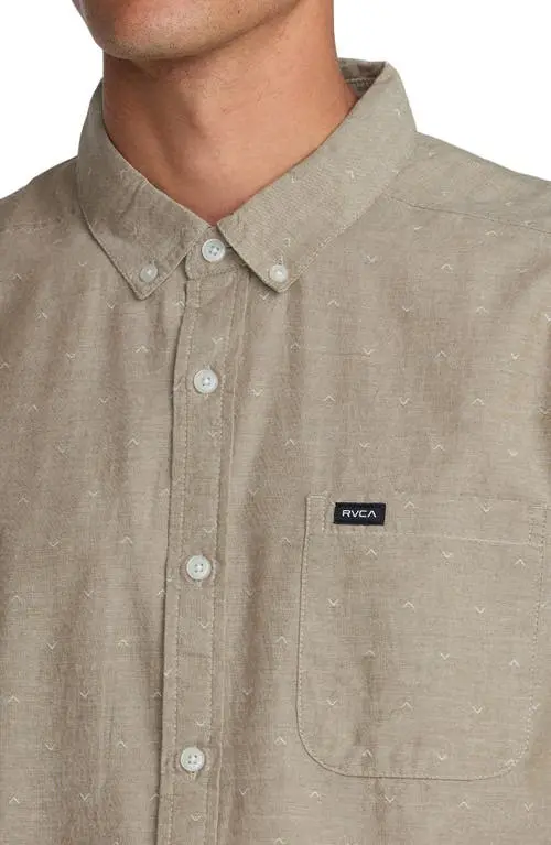Rvca That'll Do Slim Fit Solid Short Sleeve Cotton Button-down Shirt - Sand