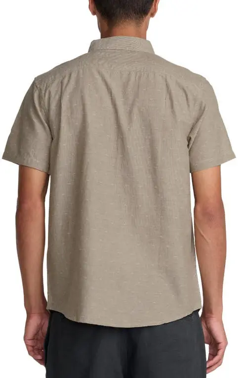 Rvca That'll Do Slim Fit Solid Short Sleeve Cotton Button-down Shirt - Sand