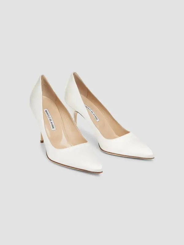 Manolo Blahnik Bb 90mm Satin Pumps - Cream