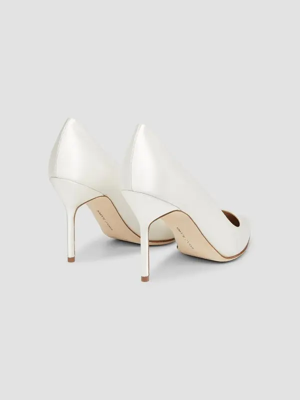 Manolo Blahnik Bb 90mm Satin Pumps - Cream