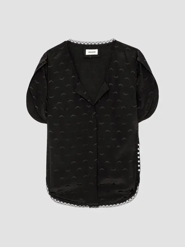 Zadig&Voltaire Tiffiny Jac Wings Silk Short-sleeve Blouse - Noir