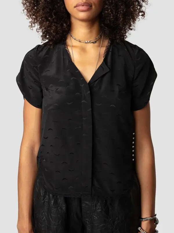 Zadig&Voltaire Tiffiny Jac Wings Silk Short-sleeve Blouse