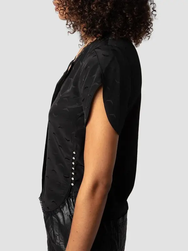 Zadig&Voltaire Tiffiny Jac Wings Silk Short-sleeve Blouse