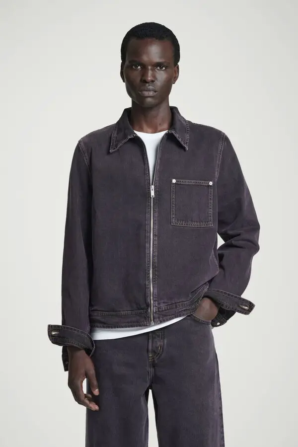 COS - COS ジャケット Cos Boxy Denim Zip-Up Jacket - Purple | Editorialist