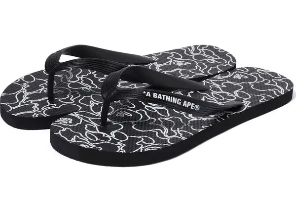BAPE A Bathing Ape Abc Neon Camo Beach Sandals - Black