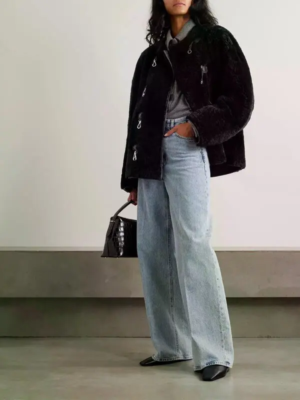 TOTÊME - Leather-Trimmed Shearling Jacket
