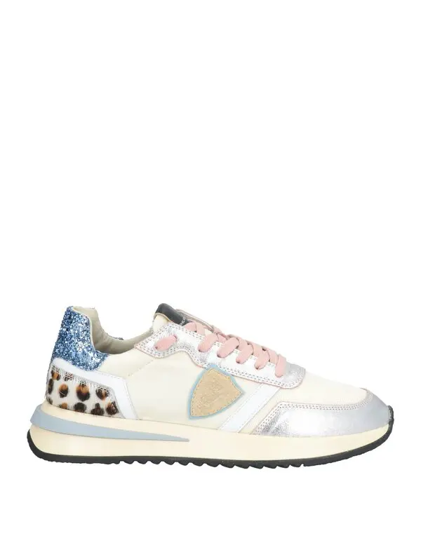 Philippe Model Multicolor Leather And Mesh Low-top Sneakers - Beige