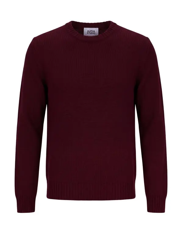 Alpha Studio Merino Wool Crewneck Sweater - Red
