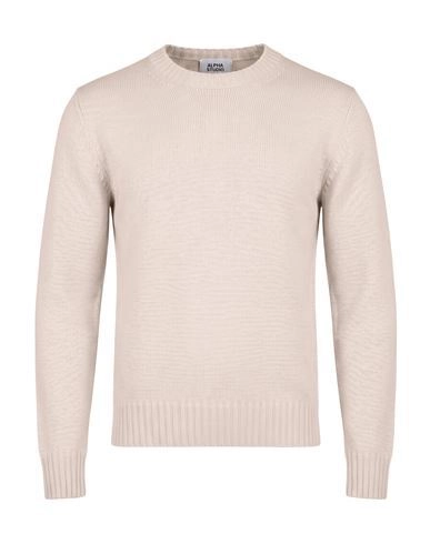 Alpha Studio Merino Wool Crew Neck Sweater - White