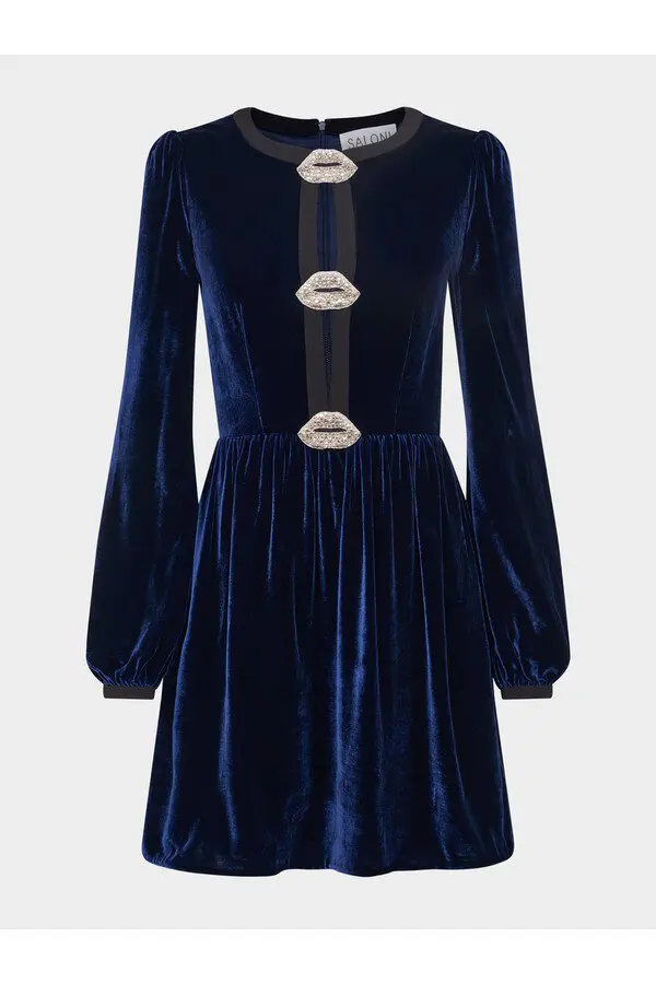 Saloni Camille Mini Dress - Black | Editorialist