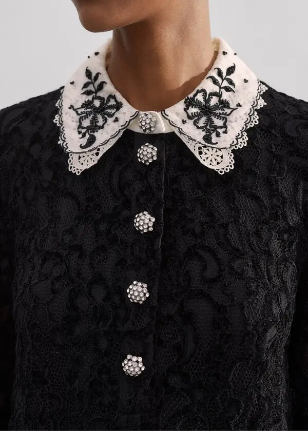 Me+Em Lace Collar Shift Dress In Black - 30% Off | Editorialist