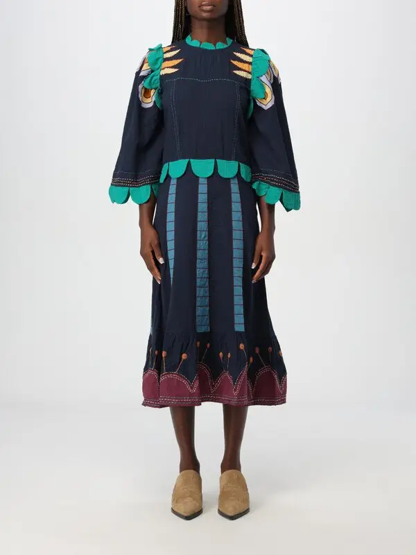 green emerald velvet dress STELLA NOVA EMBROIDERED MIDI DRESS – Gallery 9