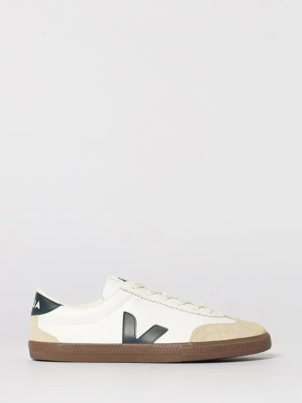 VEJA Volley Low Top Sneakers In O.t. Leather With Contrast Logo - White