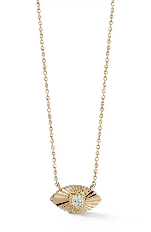 DANA REBECCA DESIGNS Fluted Diamond Evil Eye Pendant Necklace - Yellow Gold