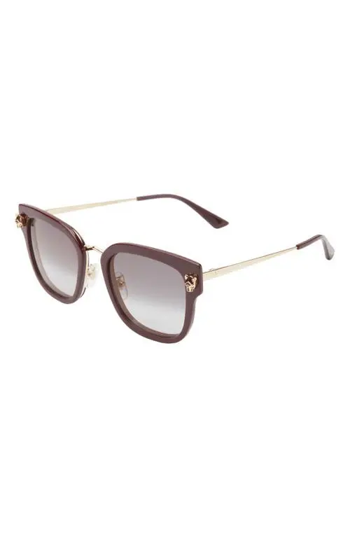 CARTIER 55mm Round Sunglasses - Burgundy