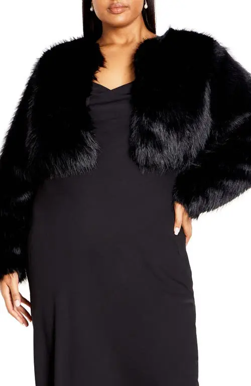 City Chic Angelica Faux Fur Crop Jacket
