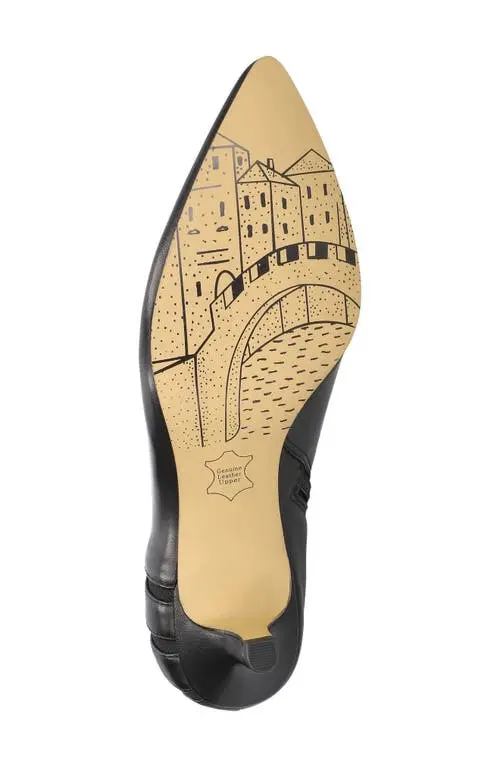 BELLA VITA Faraday Kitten Heel Bootie - Black Leather