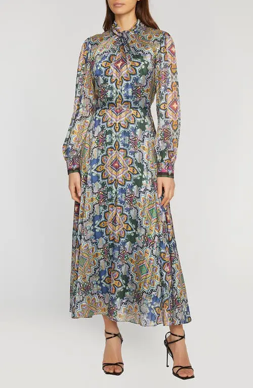 Elie Tahari Raquel Paisley Long Sleeve Midi Dress - Valencia Print