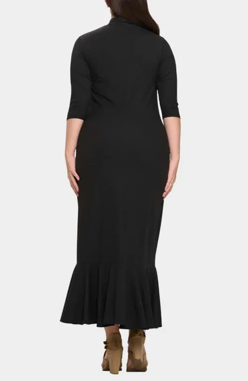 L I V D Nicole Cutout Turtleneck Rib Maxi Dress