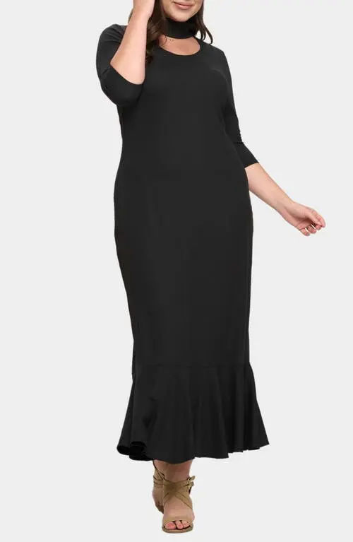 L I V D Nicole Cutout Turtleneck Rib Maxi Dress