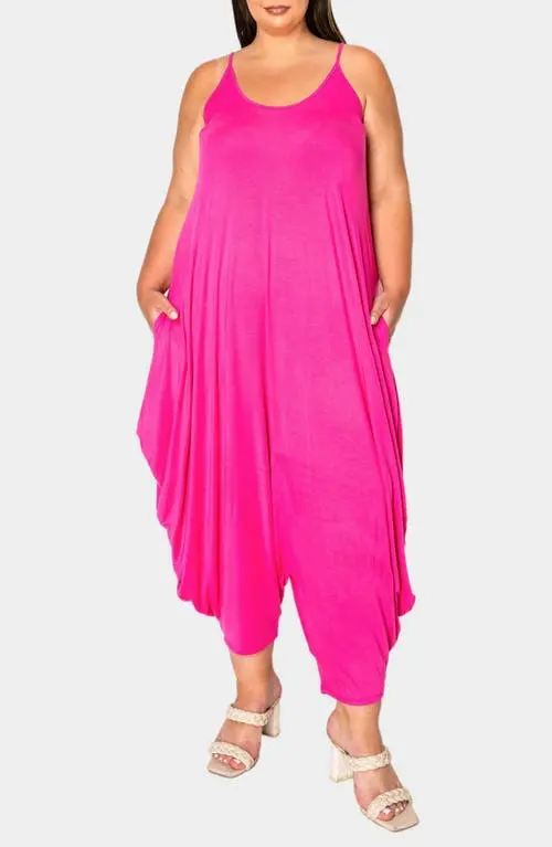 L I V D Quinn Pocket Balloon Leg Jumpsuit - Hot Pink