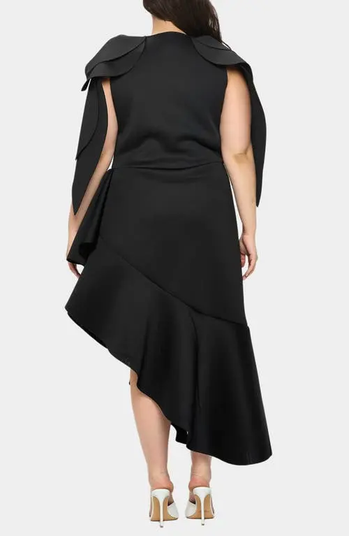 L I V D Kaskade Asymmetric Ruffle Dress - Black