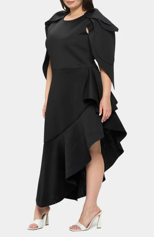 L I V D Kaskade Asymmetric Ruffle Dress - Black