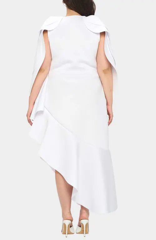 L I V D Kaskade Asymmetric Ruffle Dress - White