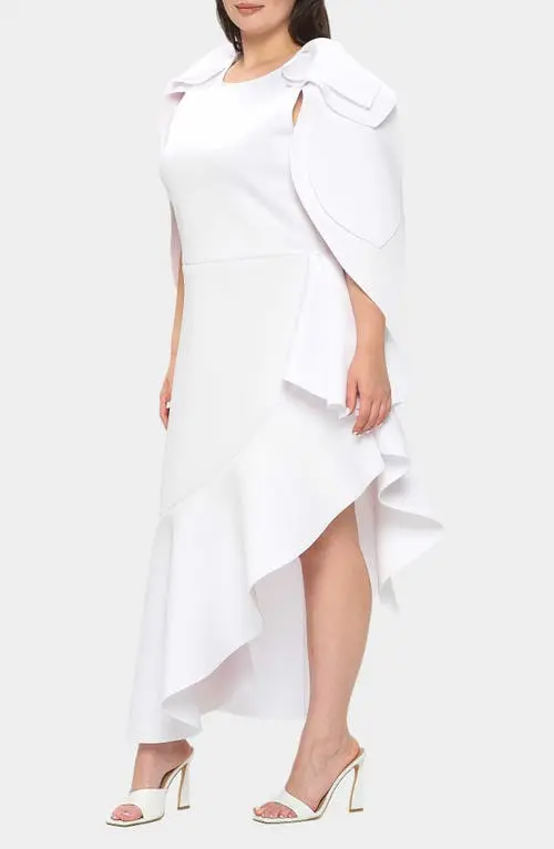 L I V D Kaskade Asymmetric Ruffle Dress - White