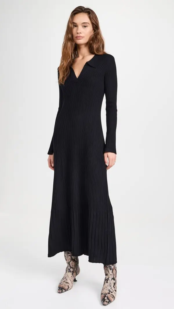 O.P.T Nicole Ribbed Knit Dress - Black