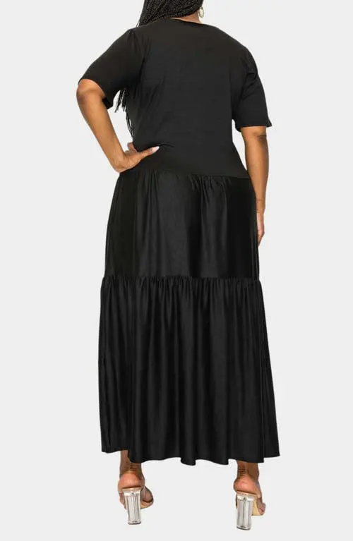 L I V D Jourdan Tiered Maxi Dress - Black