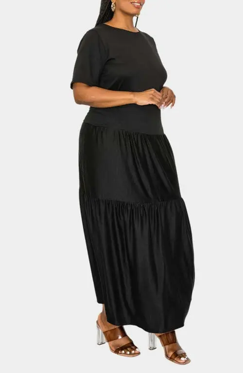 L I V D Jourdan Tiered Maxi Dress - Black