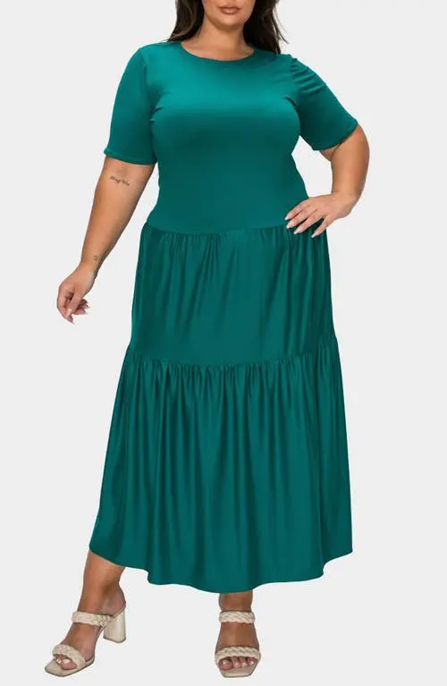 L I V D Jourdan Tiered Maxi Dress - Dark Green